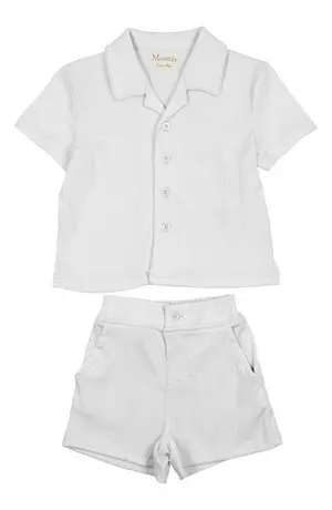 MANIÈRE Gauze Camp Shirt & Shorts Set White