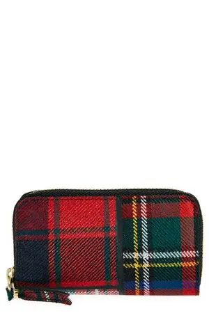 Comme Des Garçons Patchwork Tartan Zip Wallet Red