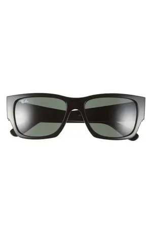 Ray-ban 56mm Polarized Rectangular Sunglasses - Black