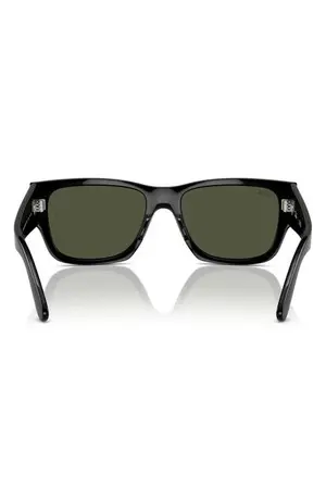 Ray-ban 56mm Polarized Rectangular Sunglasses - Black