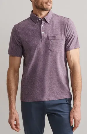 RHONE Wfh Knit Polo Plum/gray Stone Heather