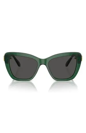 SWAROVSKI 52mm Cat Eye Sunglasses - Dark Green/dark Grey