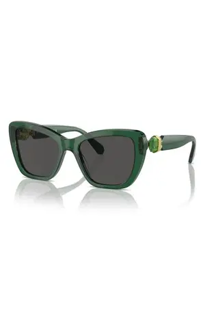 SWAROVSKI 52mm Cat Eye Sunglasses - Dark Green/dark Grey