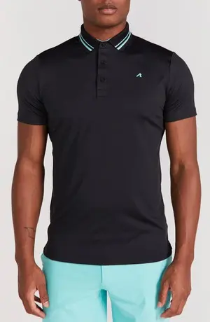 REDVANLY Cadman Performance Golf Polo Black