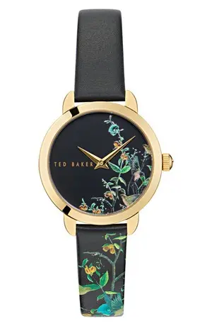 Ted Baker London Floral Dial Watch - Black