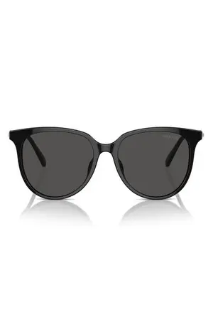 SWAROVSKI 56mm Round Frame Sunglasses - Black