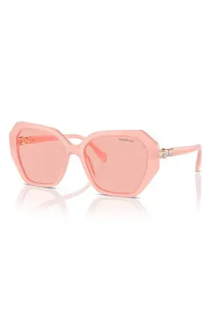 SWAROVSKI 56mm Photochromic Octagon Sunglasses - Pink