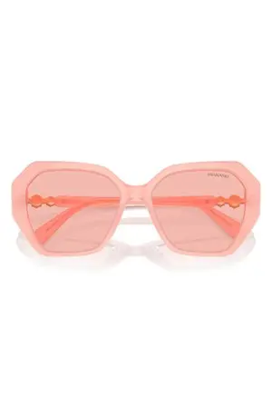 SWAROVSKI 56mm Photochromic Octagon Sunglasses - Pink