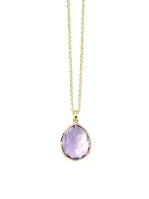 Ippolita Rock Candy 18k Gold & Amethyst Teardrop Pendant Necklace