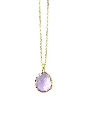 Ippolita Rock Candy 18k Gold & Amethyst Teardrop Pendant Necklace