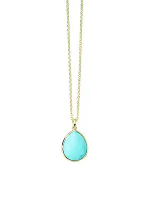 Ippolita Rock Candy 18k Yellow Gold & Turquoise Teardrop Pendant Necklace - Alpine