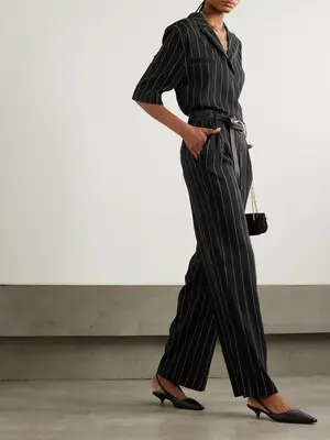 Loulou De Saison Enyo Pinstriped Wide-leg Pants