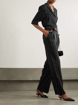 Loulou De Saison Enyo Pinstriped Wide-leg Pants