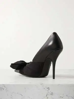Balenciaga Poplin-trimmed Leather Knife Pumps