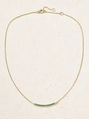 David Yurman Petite Pavé Emerald Pendant Necklace - Gold