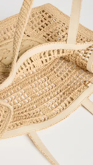Tory Burch Ella Hand Crocheted Small Tote - Natural