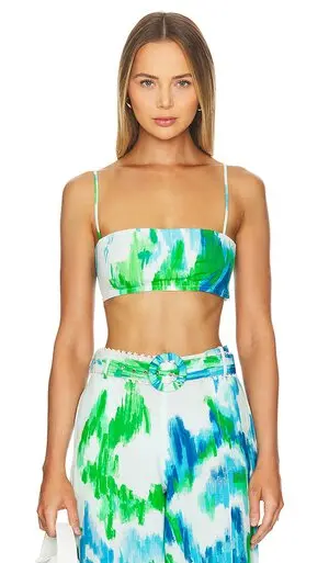 Hemant & Nandita Bandeau Top In Green - Blue Green