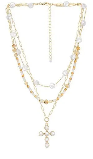 8 Other Reasons Cross Layered Necklace - Gold