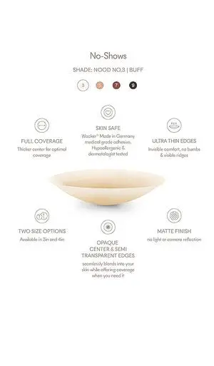 NOOD No-show Reusable Round Nipple Covers 3 Inch In Nude - No. 3