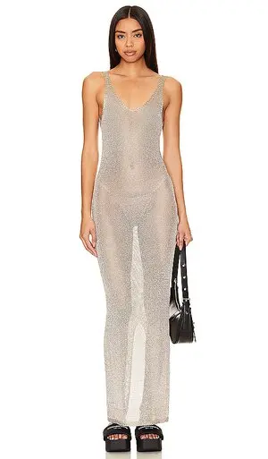 Superdown Egon Maxi Dress In Metallic