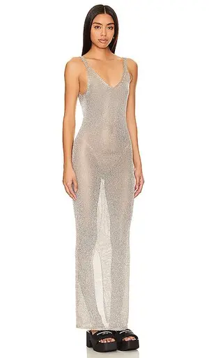 Superdown Egon Maxi Dress In Metallic