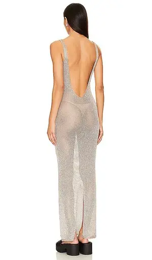 Superdown Egon Maxi Dress In Metallic