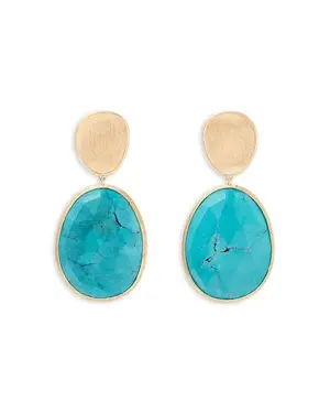 Marco Bicego 18k Yellow Gold Lunaria Drop Earrings - Turquoise/gold
