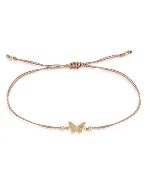Zoe Chicco 14k Yellow Gold Bitty Butterfly Cord Bracelet - Gold/pink