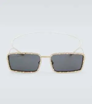 Gucci Embellished Rectangular Sunglasses - Gold