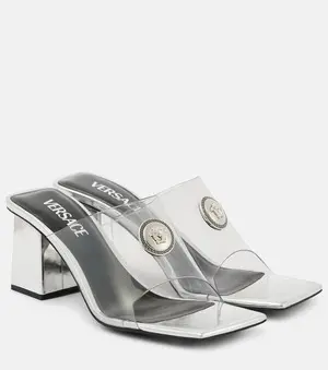 Versace Silver Tone Mules Clogs For Women