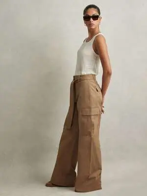 REISS Malia Cotton-blend Cargo Trousers