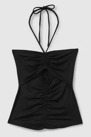 REISS Solare Ruched Halterneck Top