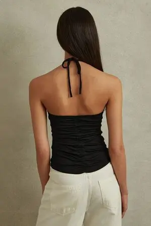 REISS Solare Ruched Halterneck Top