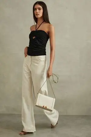REISS Solare Ruched Halterneck Top
