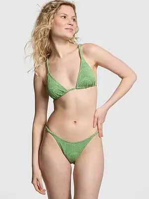 Pink Scrunchie String Bikini Bottom - Green
