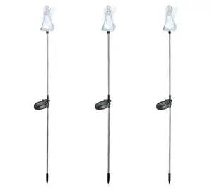 GLITZHOME 36' Solar Powered Angled Stake Lights S/3 - One-color