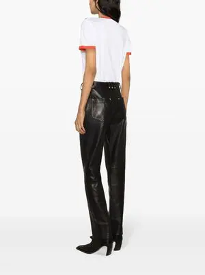 Balmain Belted High-rise Leather Trousers