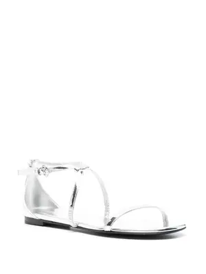 Alexander McQueen Metallic Leather Sandals - Silver