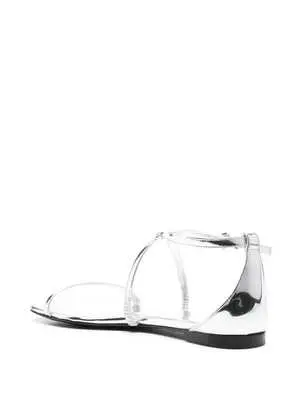 Alexander McQueen Metallic Leather Sandals - Silver