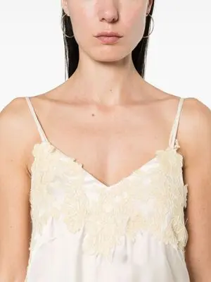Plan C Floral-lace Satin Slip Dress
