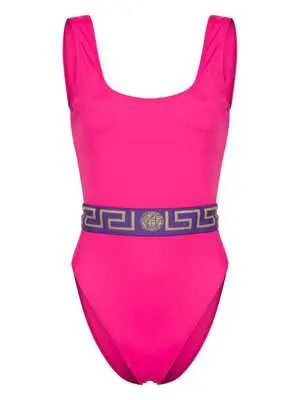 Versace Greca Waistband One-Piece Swimsuit Pink
