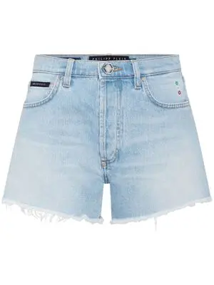 Philipp Plein Logo Appliqué Denim Mini Shorts