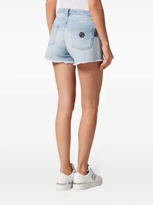 Philipp Plein Logo Appliqué Denim Mini Shorts