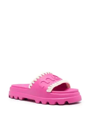 Mou Eva Logo-embossed Slides - Pink