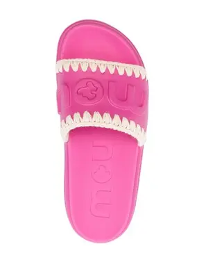 Mou Eva Logo-embossed Slides - Pink