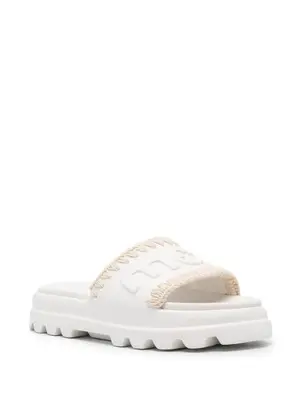 Mou Eva Logo-embossed Slides - White