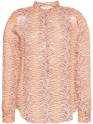 FORTE_FORTE Zebra-print Cotton-blend Blouse