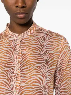 FORTE_FORTE Zebra-print Cotton-blend Blouse