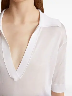Khaite The Julita V-neck Polo Top - White