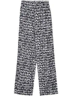 Vetements Cotton Logo-print Straight Trousers - Black